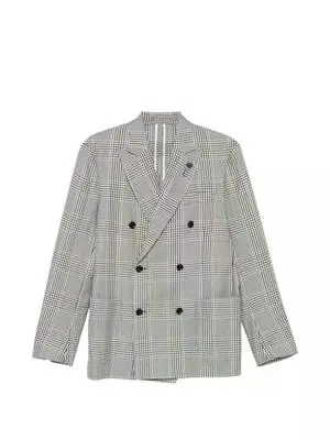LARDINI Double-breasted Checked Blazer - Brown
