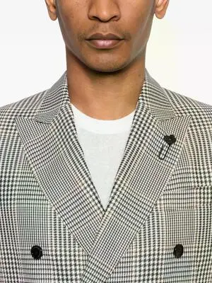 LARDINI Double-breasted Checked Blazer - Brown