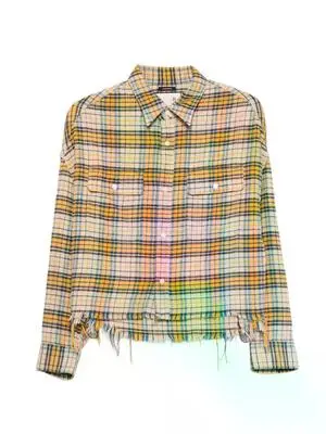 R13 Plaid Frayed Shirt - Yellow