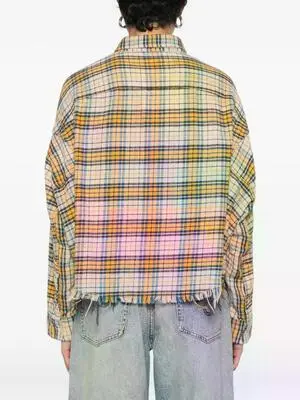 R13 Plaid Frayed Shirt - Yellow