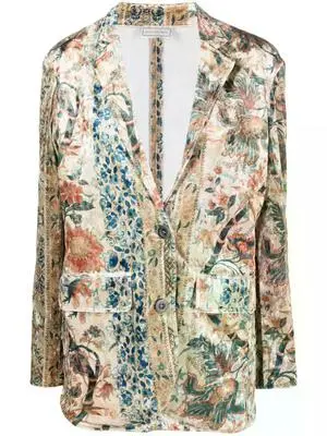 PIERRE-LOUIS MASCIA Floral Print Single-breasted Blazer - Neutrals