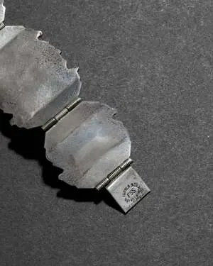 Alexis Bittar Vintage 1930s Sterling & Green Onyx Link Bracelet
