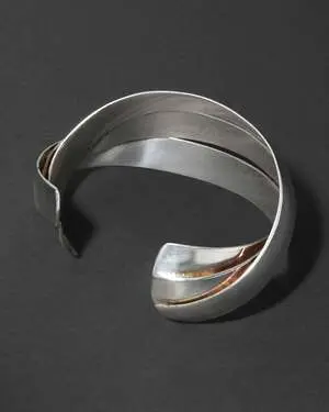 Alexis Bittar Vintage 1980s Sterling Orbiting Ribbon Cuff Bracelet