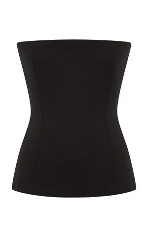 Alex Perry Longline Corset Wool Top - Black