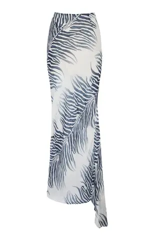 DE LA VALI Diosa Zebra Georgette Maxi Skirt