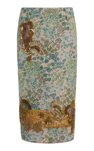 Dries Van Noten Sentista Embellished Midi Skirt - Blue