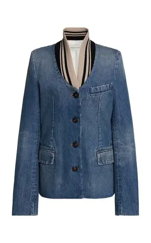 Dries Van Noten Britt Contrast Collar Jacket - Blue