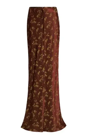 Dries Van Noten Maxi Skirt With Slit - Brown
