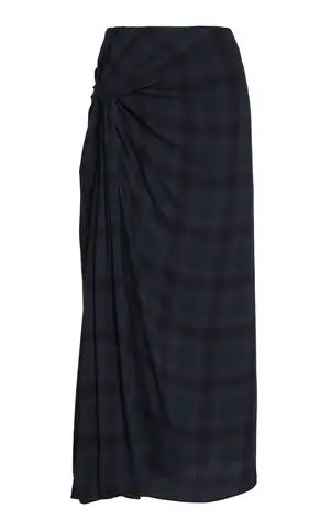 Dries Van Noten Suma Draped Midi Skirt - Plaid
