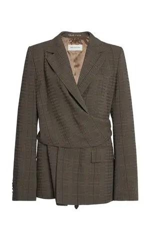 Dries Van Noten Draped Wool Blazer - Neutral