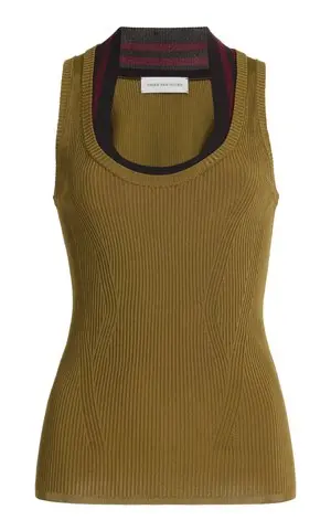 Dries Van Noten Topaza Ribbed Top - Yellow