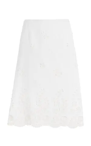 Altuzarra Malik Embellished Cotton Midi Skirt - White