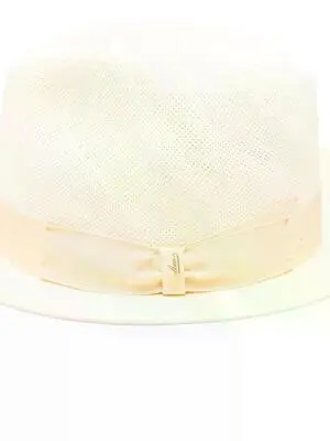 Borsalino Federico Straw Hat With Ribbon Detail - Neutrals