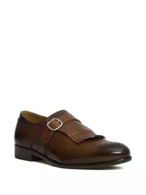 DOUCAL'S Kilty Leather Monk Shoes - Brown