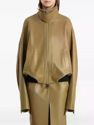Khaite Hamett Nappa Leather Bomber Jacket - Neutrals