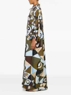 Emilio Pucci Occhi-print Silk Kaftan With Embroidered Collar