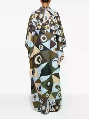 Emilio Pucci Occhi-print Silk Kaftan With Embroidered Collar