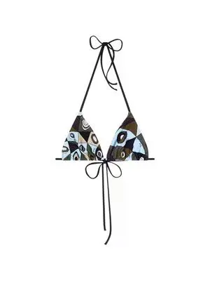 Emilio Pucci Occhi-print Triangle Bikini Top - Green