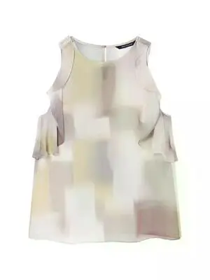 Armani Exchange Graphic Print Ruffled Blouse