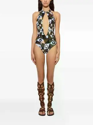 Emilio Pucci Occhi-print Swimsuit - Green