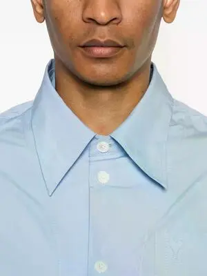 AMI Paris De Coeur" Logo-embossed Button-up Shirt - Blue