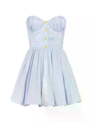 Elisabetta Franchi Striped Nylon Taffeta Mini Dress - Blue