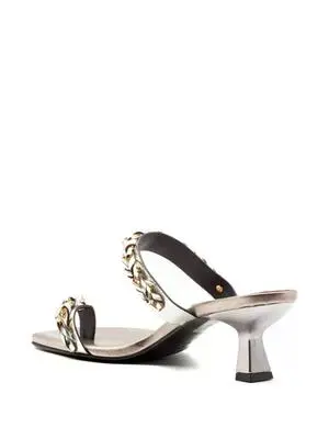 DONNARÌ Laminated Chain Strap Sandals