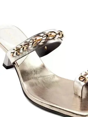DONNARÌ Laminated Chain Strap Sandals