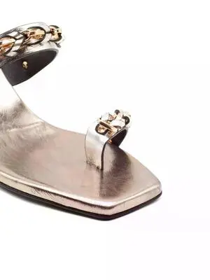 DONNARÌ Laminated Chain Strap Sandals