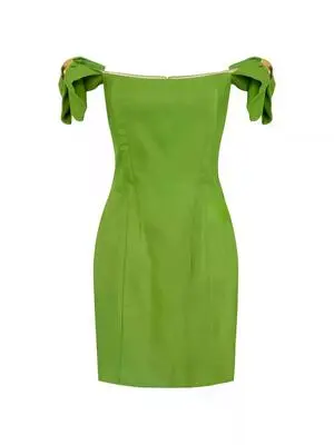 Elisabetta Franchi Off-the-shoulder Mini Dress With Bow Accents - Green