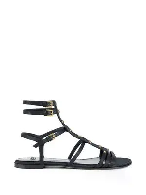 Elisabetta Franchi Leather Strap Flat Sandals