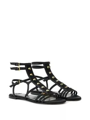 Elisabetta Franchi Leather Strap Flat Sandals