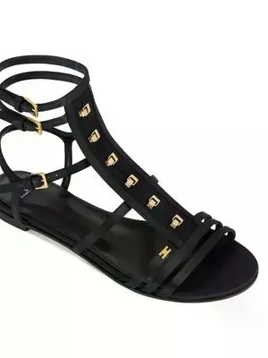 Elisabetta Franchi Leather Strap Flat Sandals