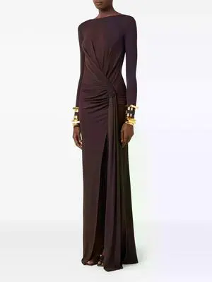Elisabetta Franchi Open Back Draped Maxi Dress