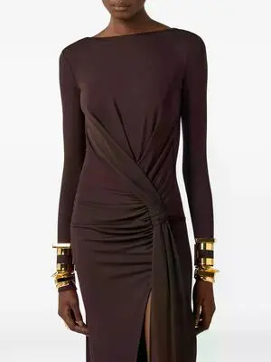 Elisabetta Franchi Open Back Draped Maxi Dress