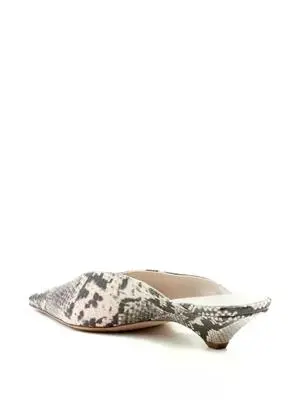 VIC MATIE Python Print Mules - White