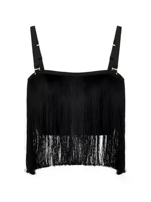 Elisabetta Franchi Fringe Bandeau Top - Black