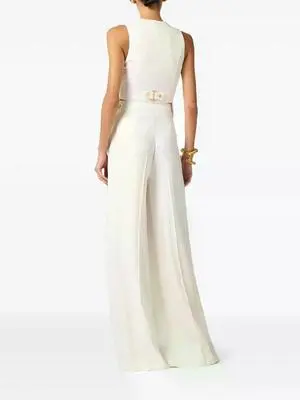 Elisabetta Franchi Asymmetric Waistcoat With Golden Metal Button Details - Neutrals