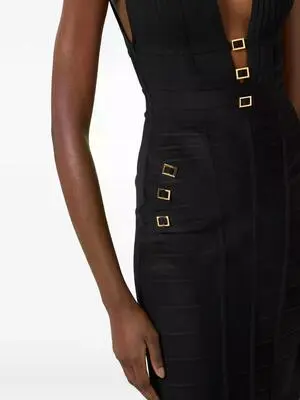 Elisabetta Franchi 3d Knit Maxi Dress With Metallic Accents