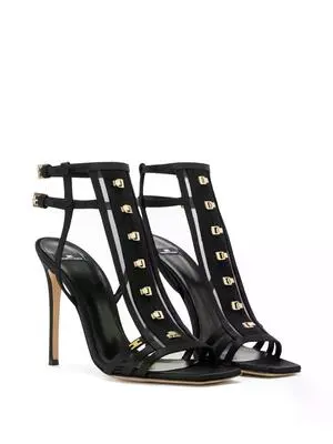 Elisabetta Franchi Satin Sandals With Gold Tone Hooks