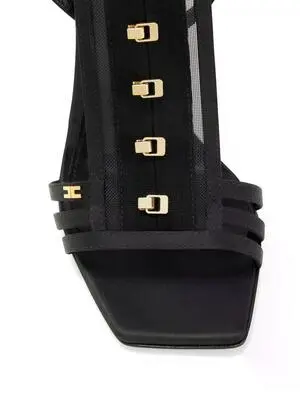Elisabetta Franchi Satin Sandals With Gold Tone Hooks