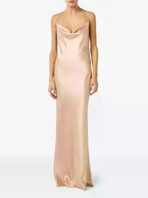 Elisabetta Franchi Satin Evening Gown With Open Back - Pink