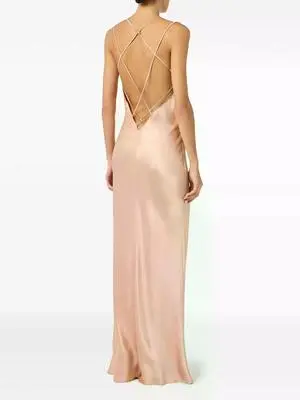 Elisabetta Franchi Satin Evening Gown With Open Back - Pink