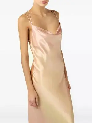 Elisabetta Franchi Satin Evening Gown With Open Back - Pink