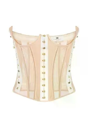 Elisabetta Franchi Geometric Cuts Bustier Top - Neutrals
