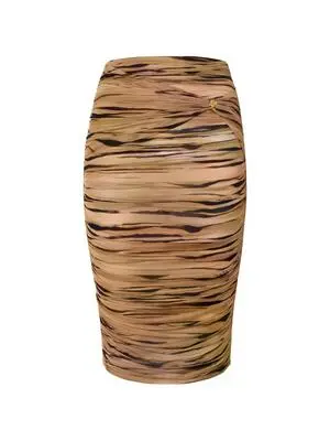 Elisabetta Franchi Tiger Print Jersey Midi Skirt - Neutrals