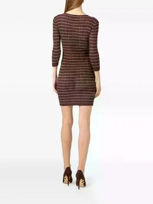 Elisabetta Franchi Striped Cotton Thread Mini Dress
