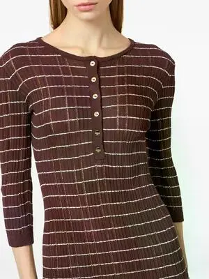 Elisabetta Franchi Striped Cotton Thread Mini Dress