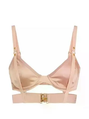 Elisabetta Franchi Tulle Logo Bra - Neutrals