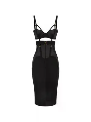 Elisabetta Franchi Satin Bustier Midi Dress - Black